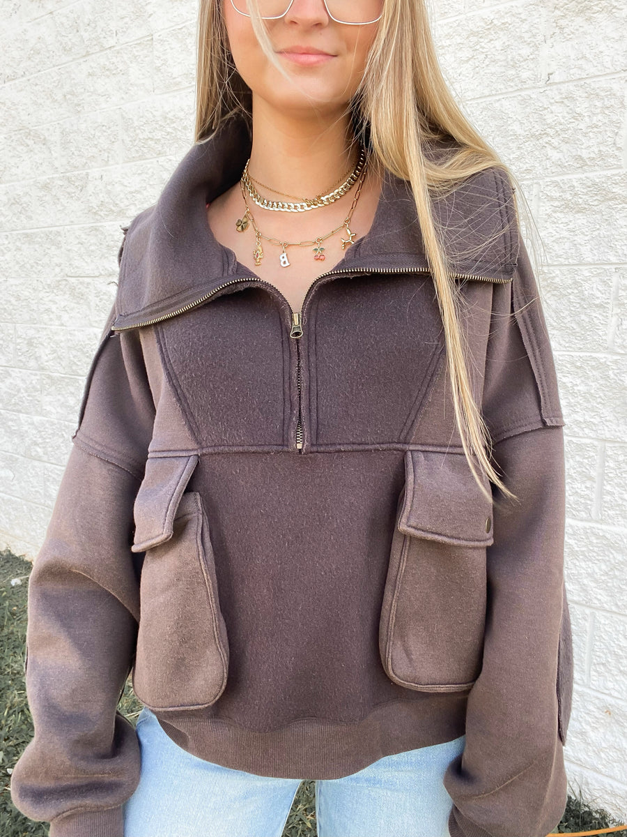 Charcoal Chill Pocket Pullover – Yes Doll Boutique LLC